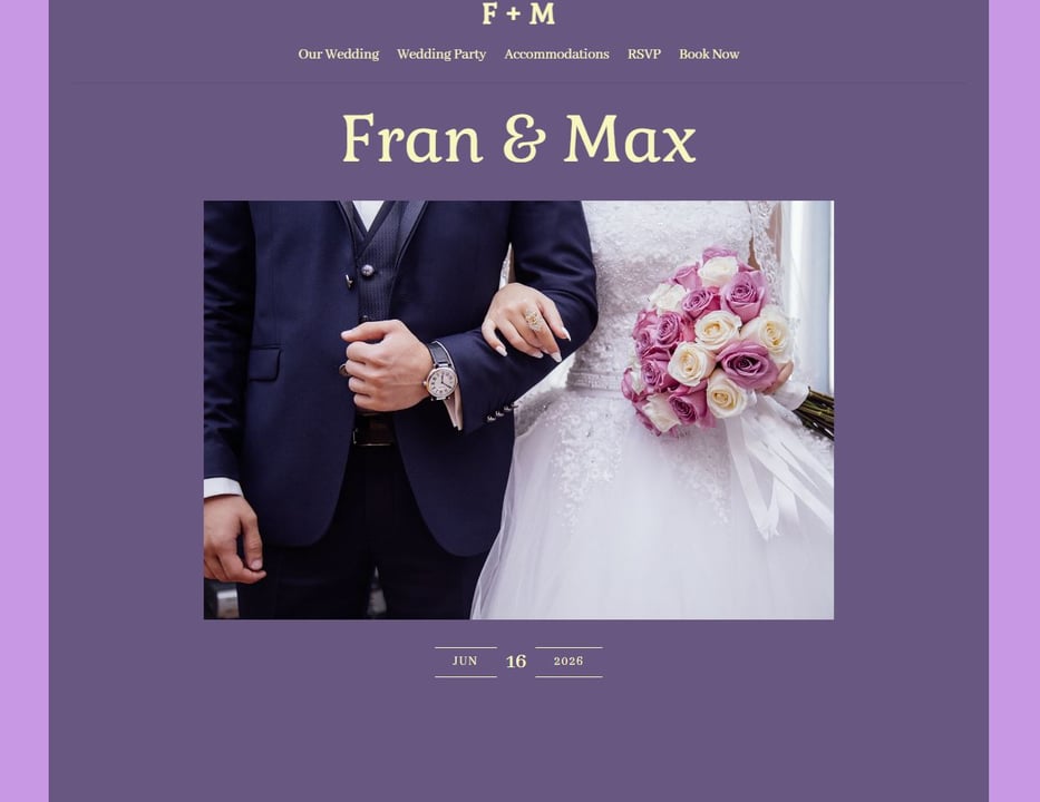 Wedding Website Custom Design Theme Tutorial - Example 2